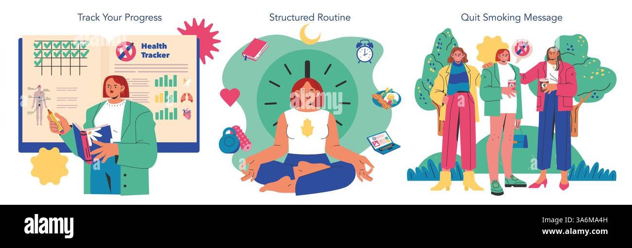 Stop smoking and embrace a healthier lifestyle. This illustration ...