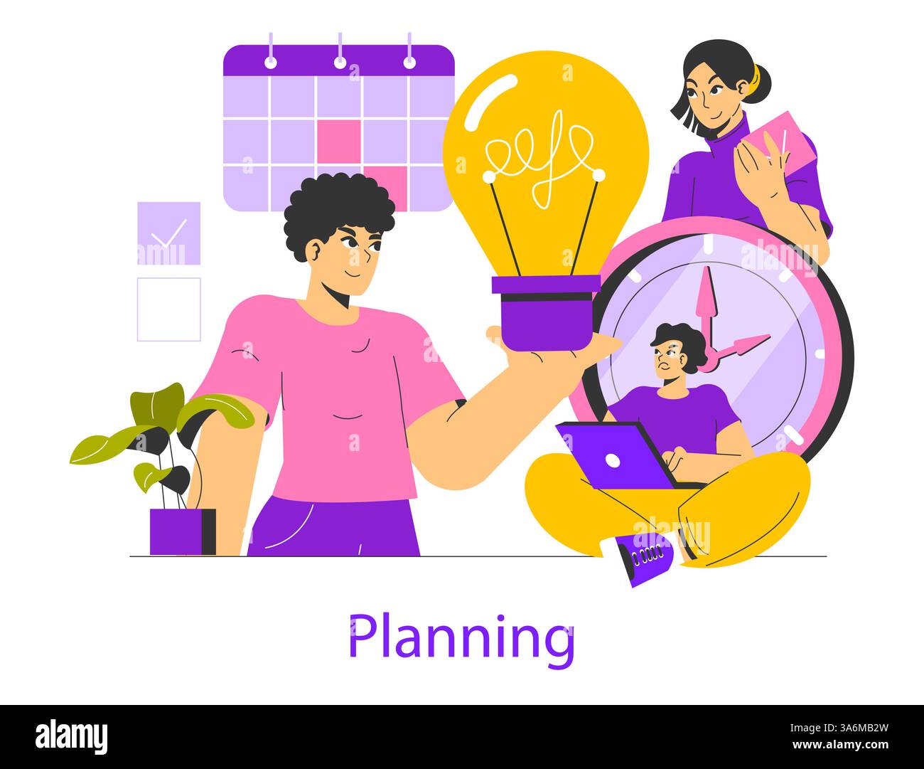 Planning concept illustrating effective idea realization. Features ...