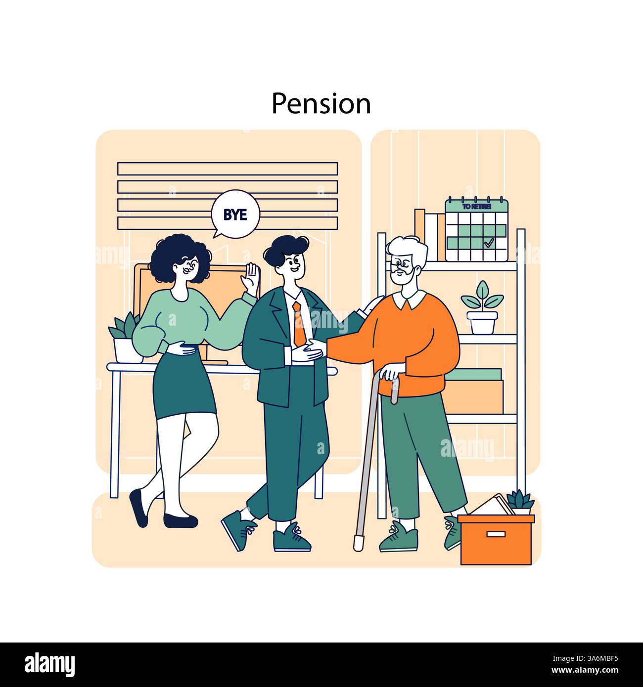 Retirement milestone celebration scene. Individuals express emotions as ...