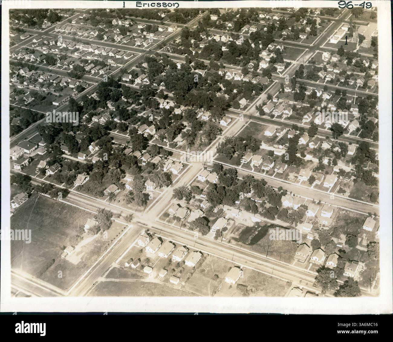 This aerial view shows the ericsson neighborhood near ericsson school ...
