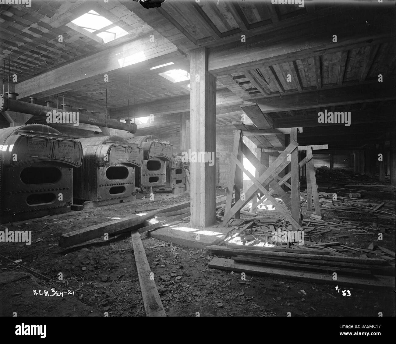 The Edison High School boiler room, under construction in the early ...
