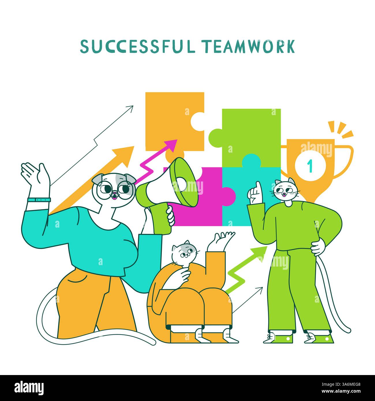 Business Cat theme highlighting teamwork in a playful office setting ...