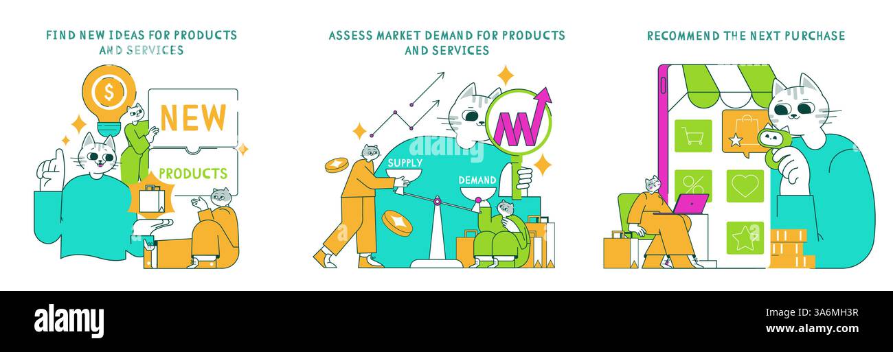 Product Marketing Cat concept. This illustration explores the role of ...