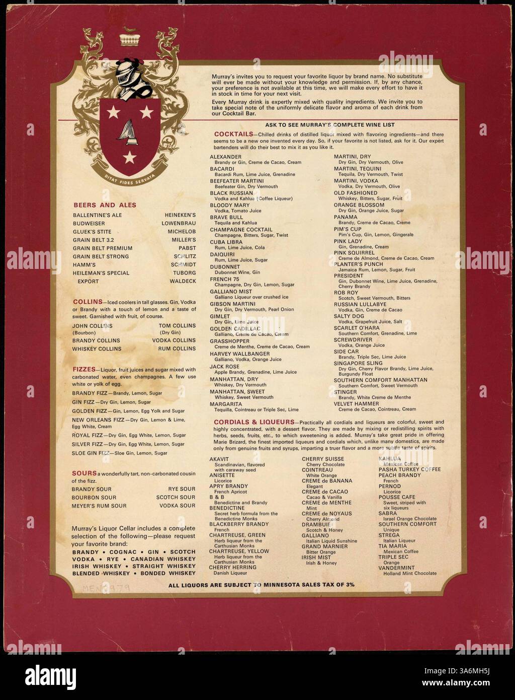 This menu from Murray’s Restaurant offers an extensive selection of ...