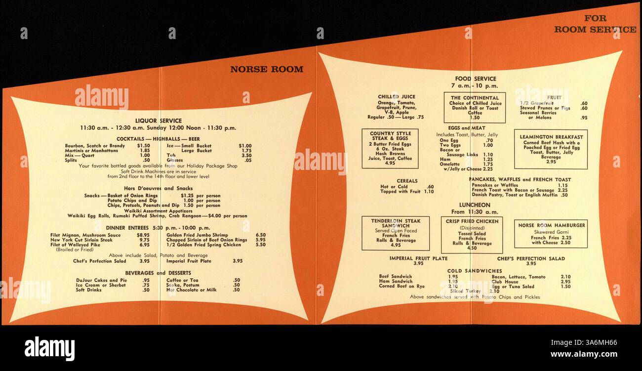 The Norse Room’s room service menu offers a variety of items, including ...