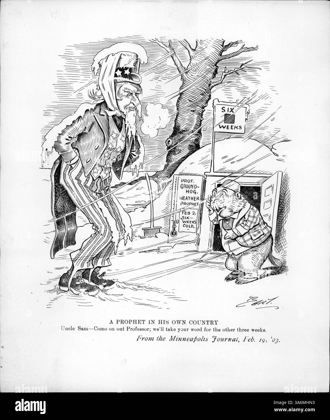 The political cartoon shows uncle sam confronting professor grou hi-res ...