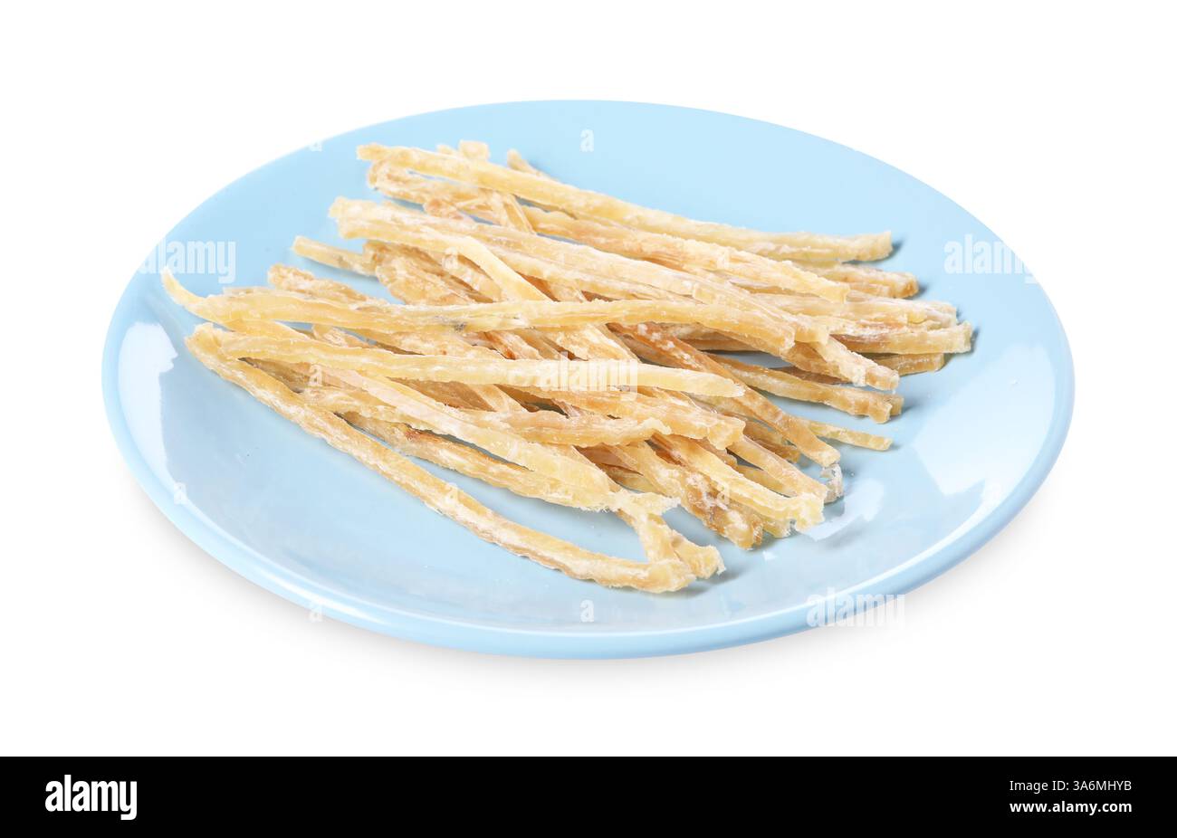 Dried shredded fish snack isolated on white Stock Photo - Alamy