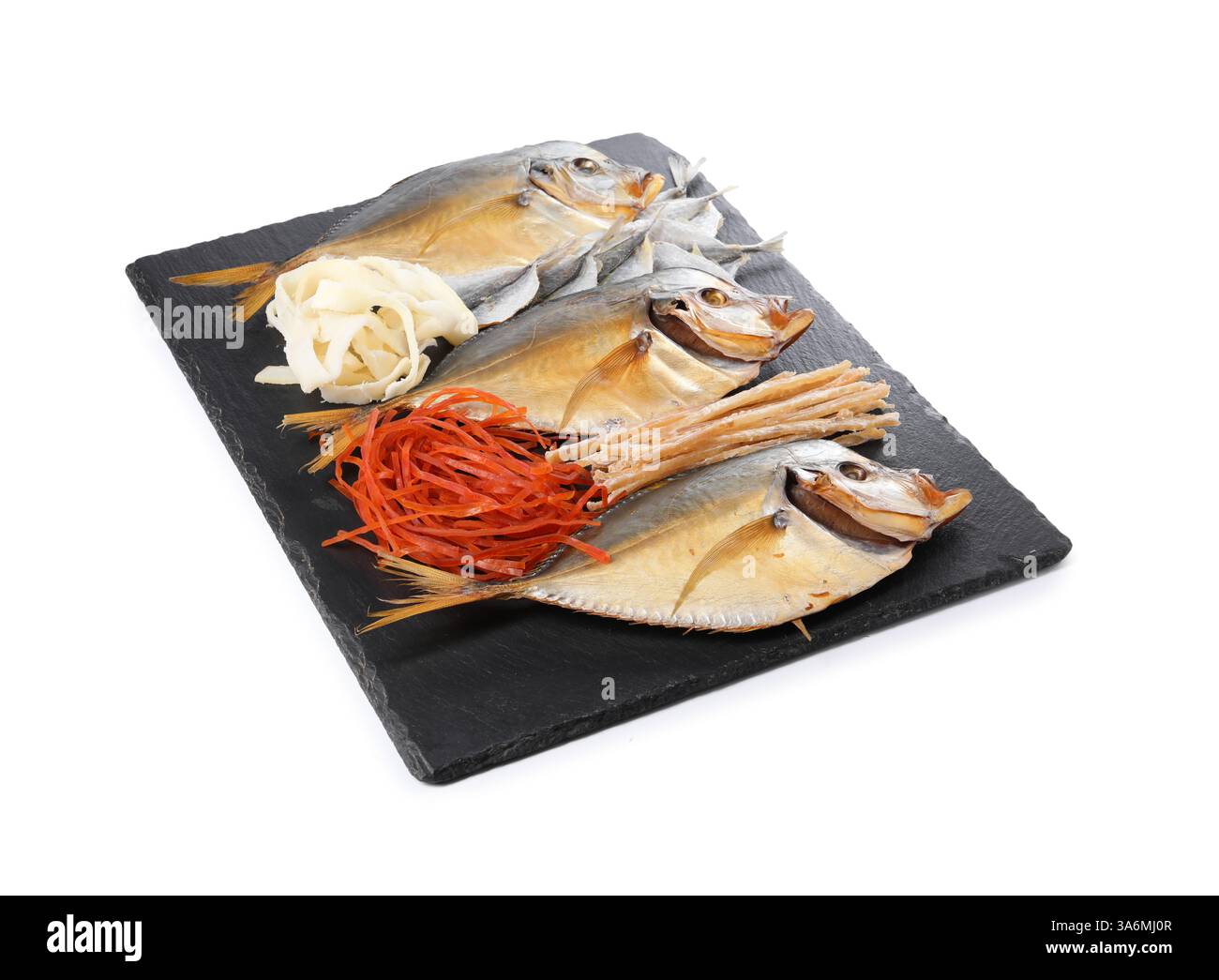 Many different dried fish snacks isolated on white Stock Photo - Alamy