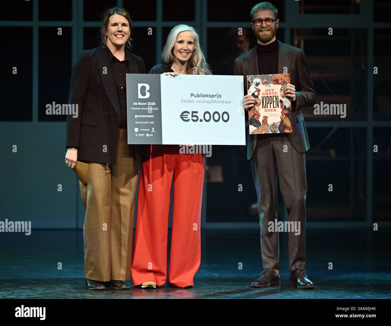 Leuven, Belgium. 25th Mar, 2025. writer Evelien De Vlieger (C) and ...