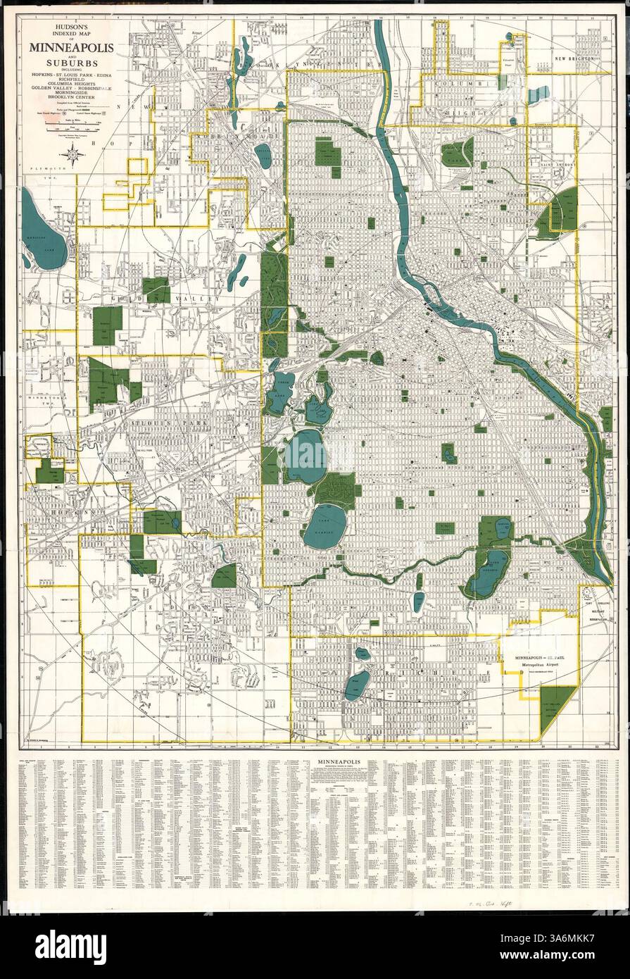 This indexed map from Hudson shows Minneapolis and its immediate ...