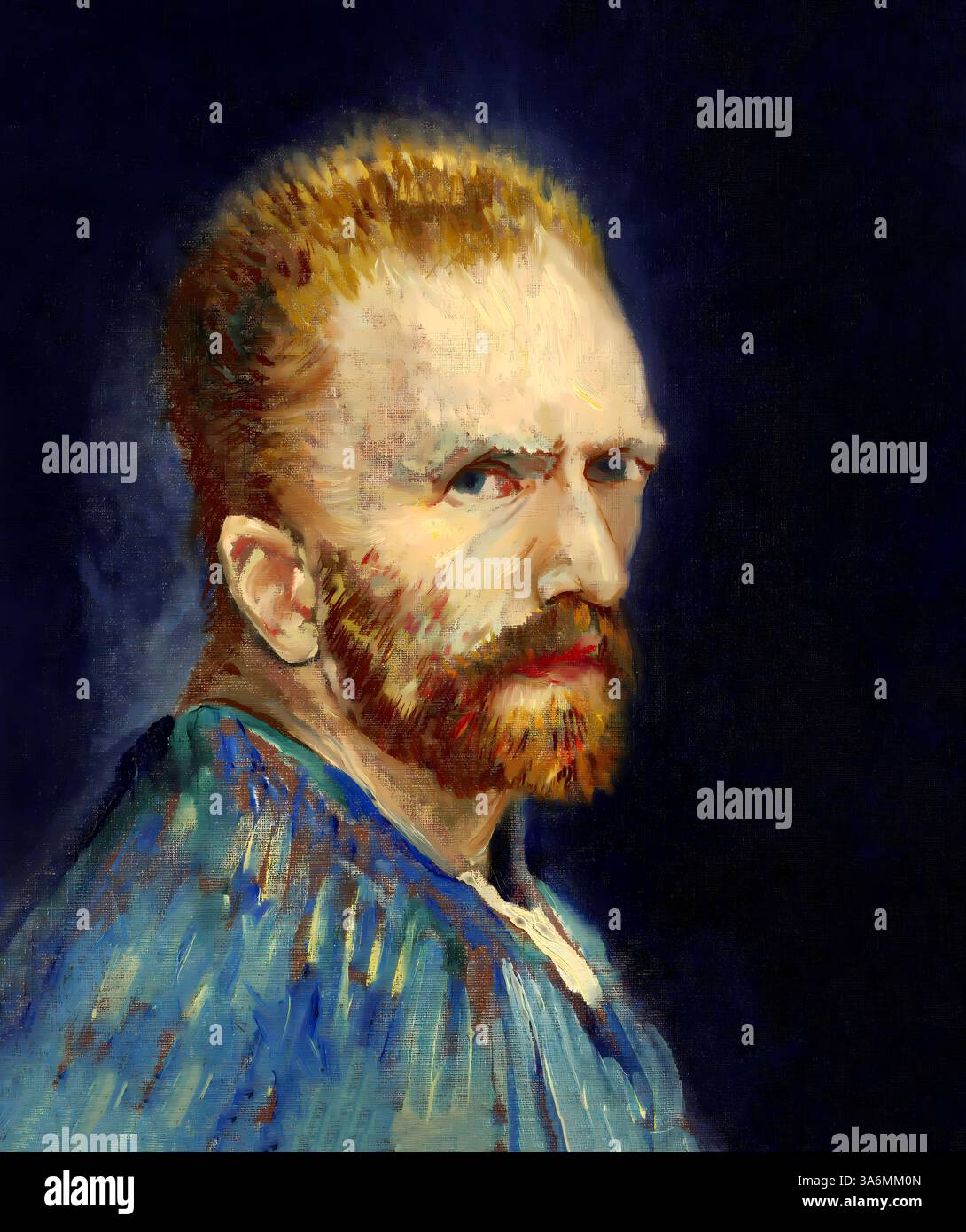 This captivating selfportrait features dynamic colors that capture ...