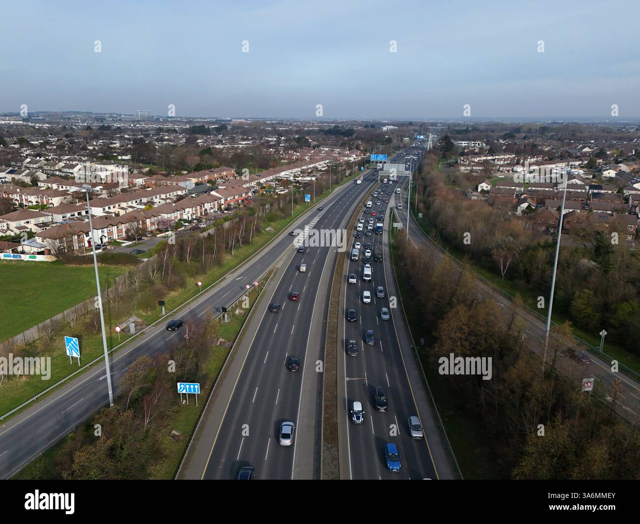 Dublin, Ireland - 20th March 2025 - Aerial image of the M50 facing ...