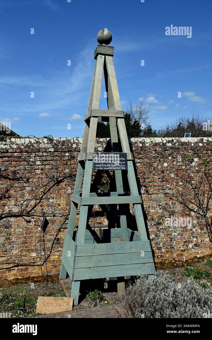 Replica of naturalist Gilbert White's obelisk in the herb garden at ...