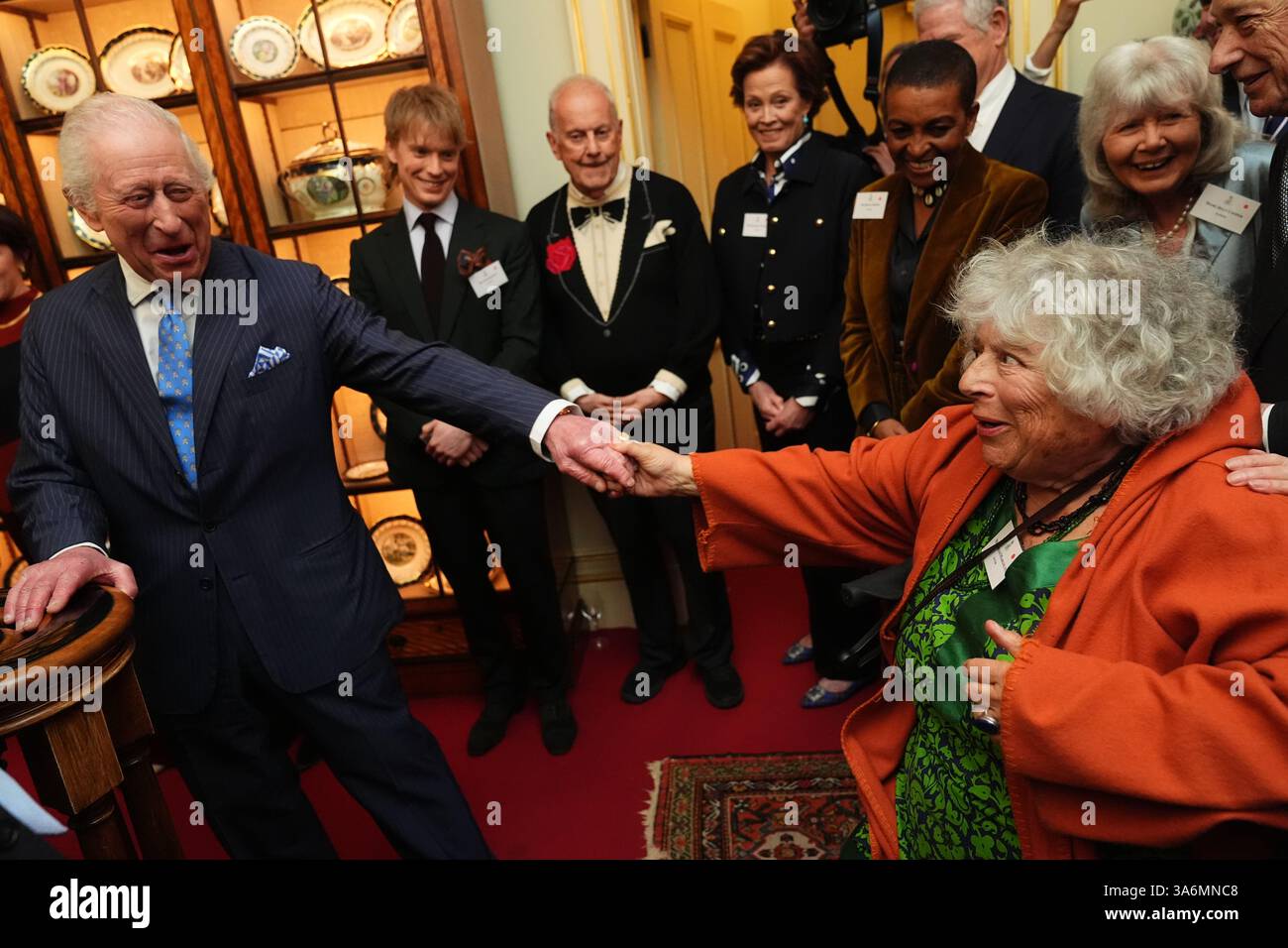King Charles III with Miriam Margolyes during a reception at Clarence House, London, for authors ...