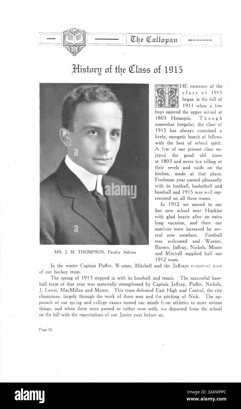 The Blake School yearbook, 'The Callopan' from 1915, highlights student life, faculty, athletic ...