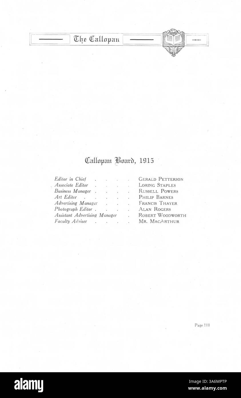 The 1915 edition of Blake Yearbook, The Callopan, provides insights into the student body ...