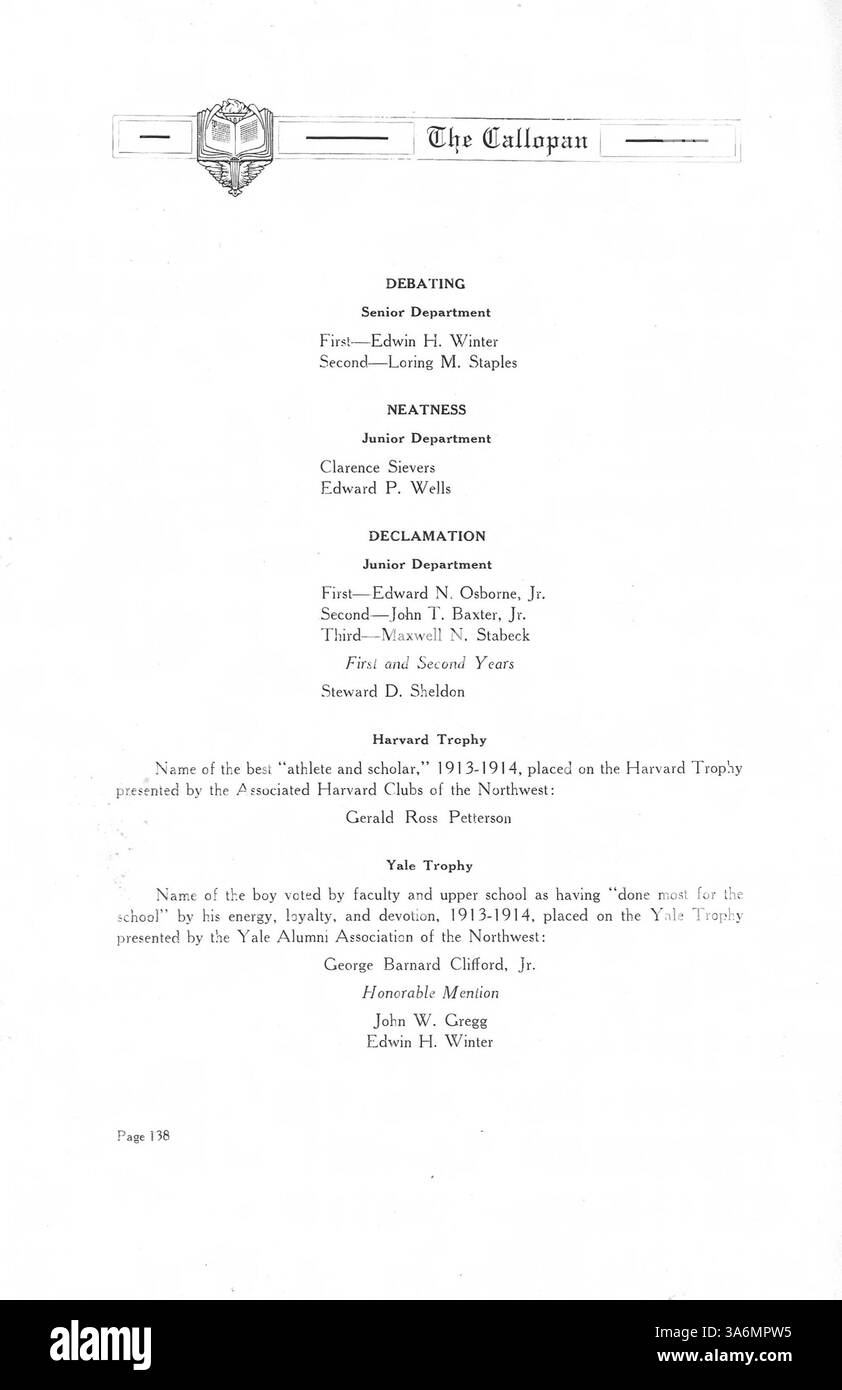 The Callopan 1915 Blake Yearbook reflects student life, faculty, athletics, school clubs, and ...