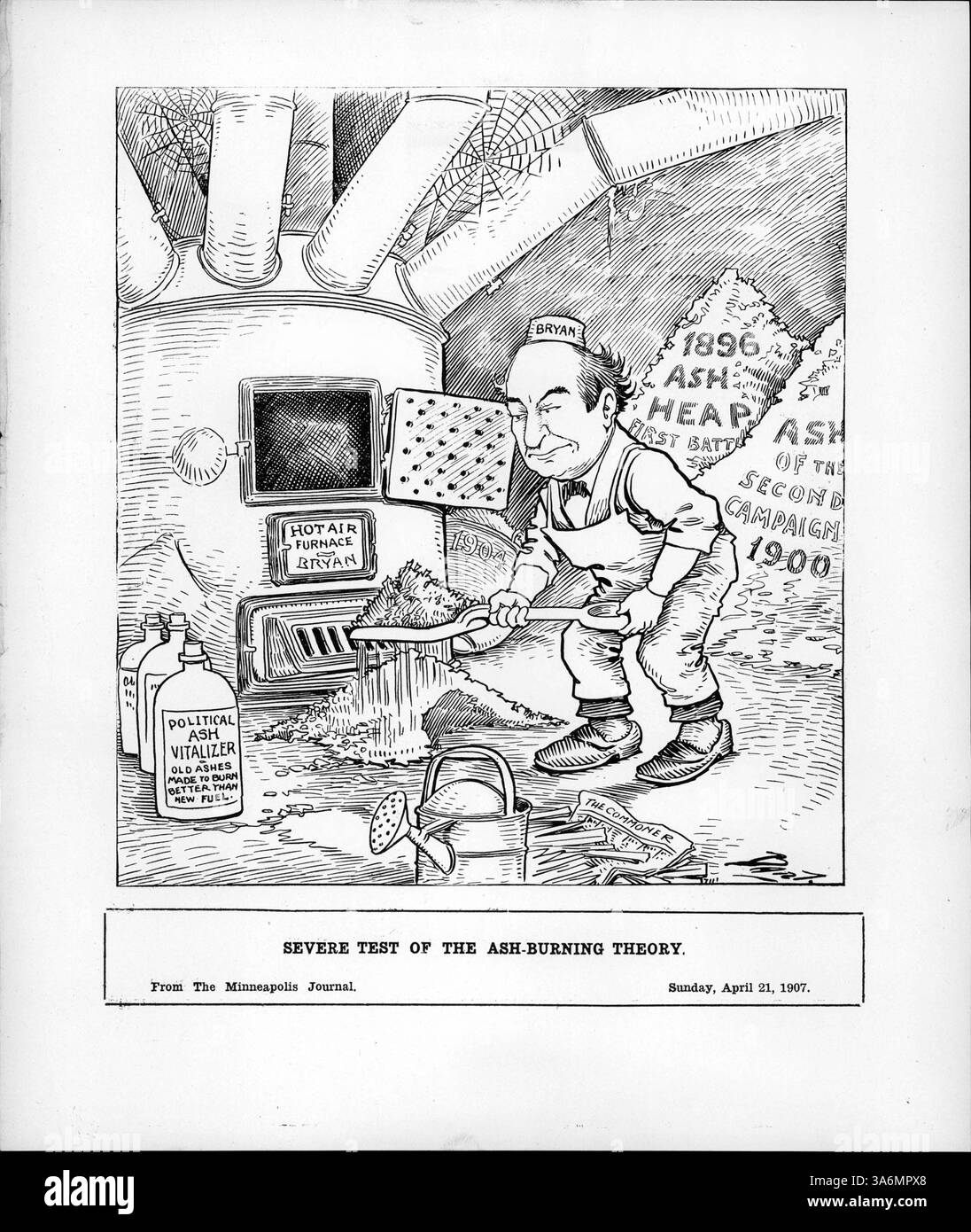 William J. Bryan, seen here shoveling ash into a hot air furnace ...