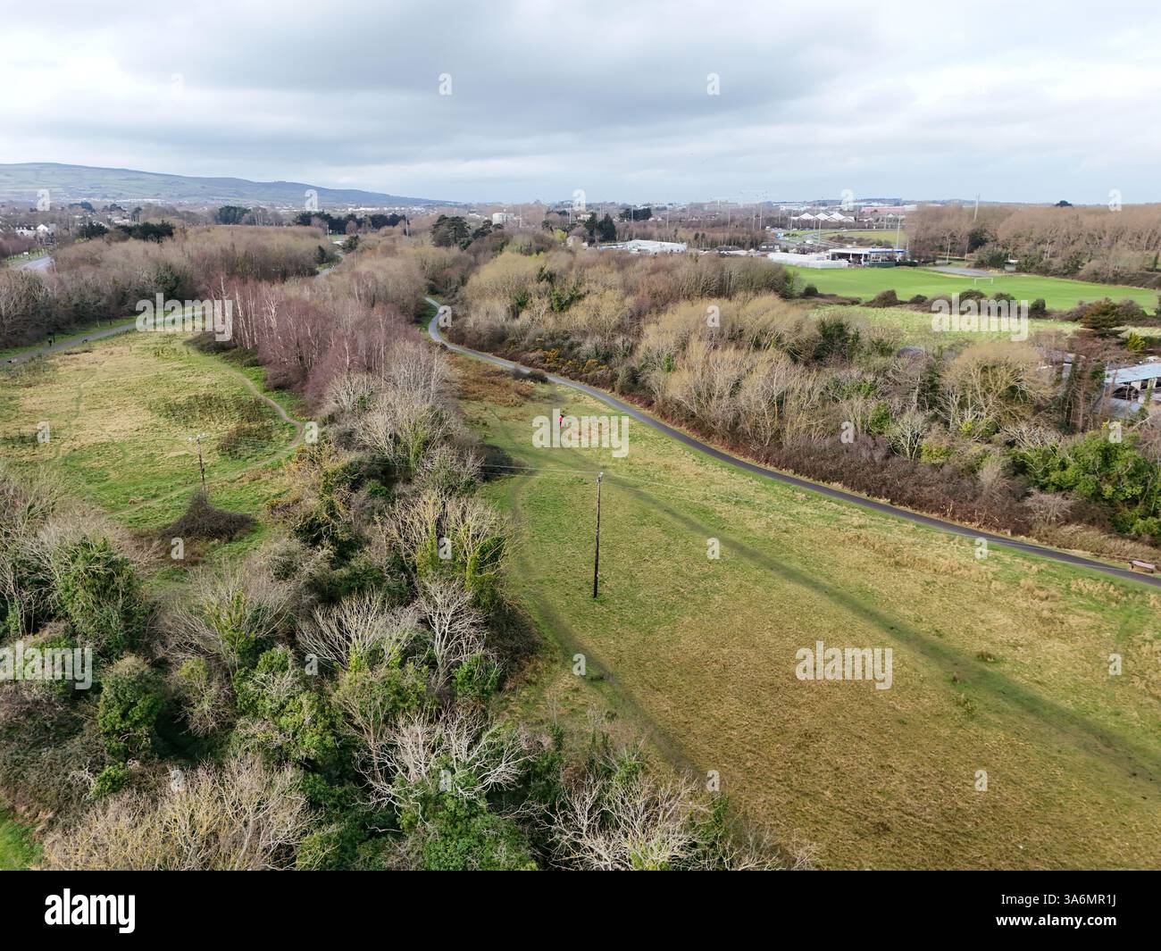Dublin, Ireland - 22nd March 2025 - Aerial image of fields and trees in ...