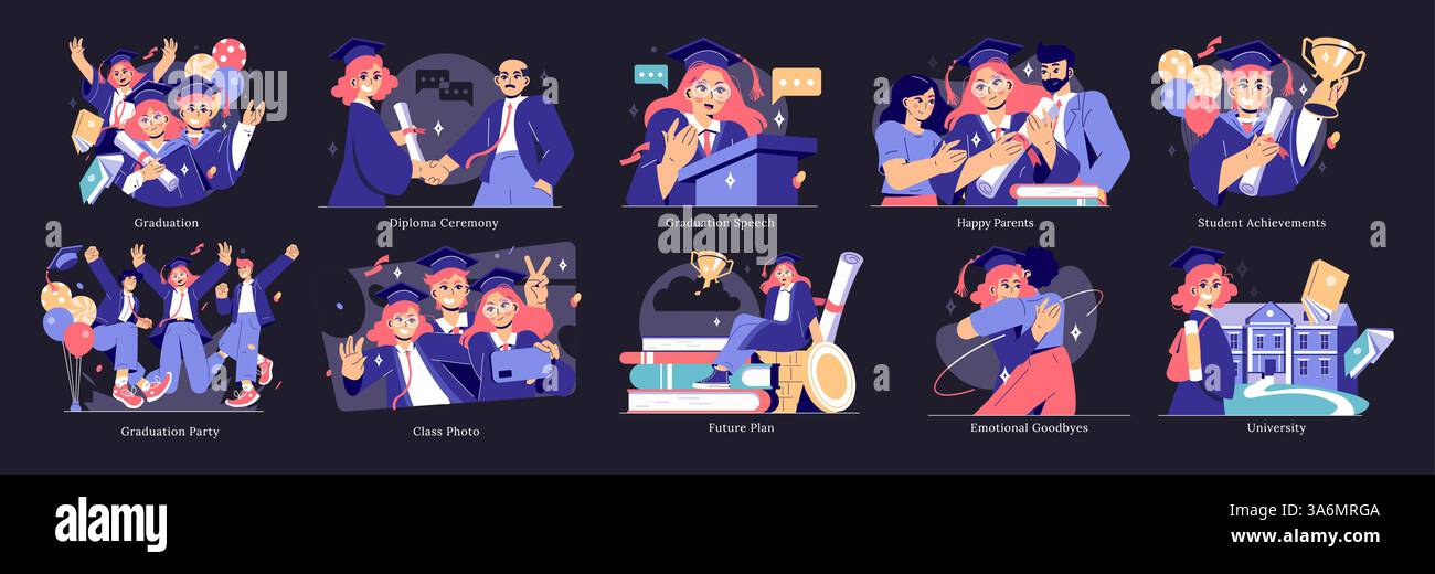 Including the graduation ceremony and key milestones Stock Vector ...