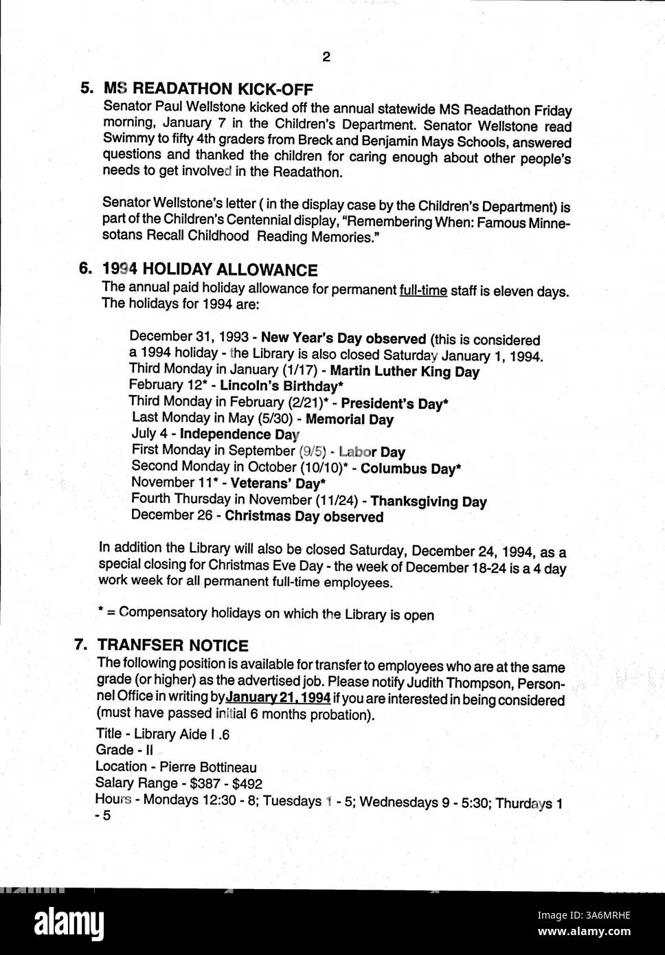 The Minneapolis Public Library 1994 Official Bulletin provides weekly ...