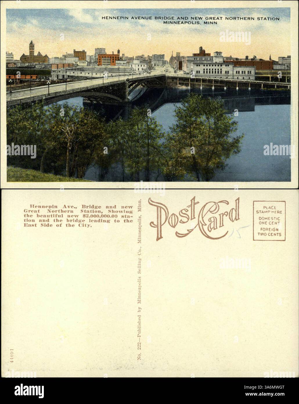 The Hennepin Avenue Bridge and Great Northern Station, built in 1913 ...
