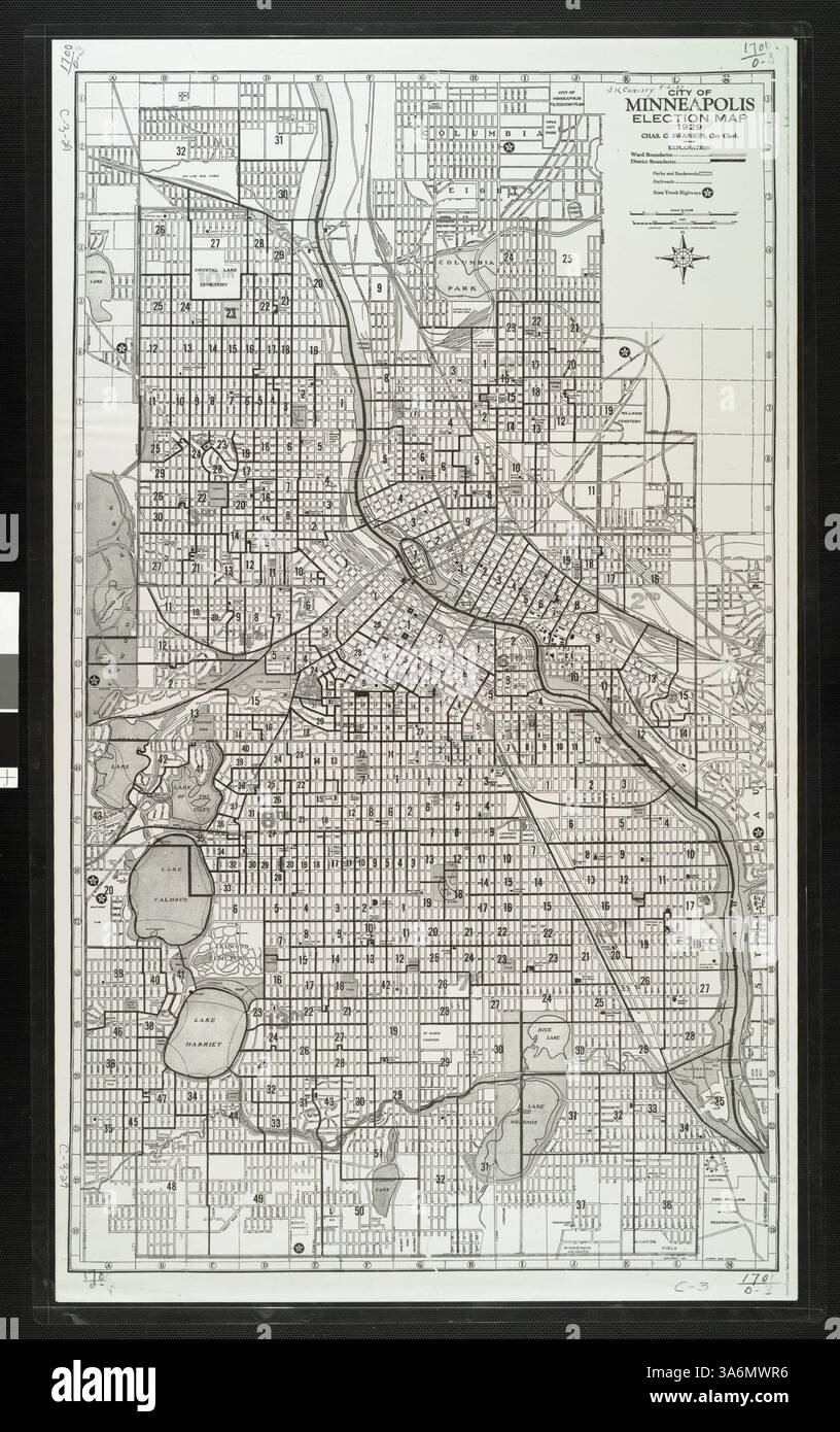 This 1929 election map of minneapolis displays ward and district hi-res ...