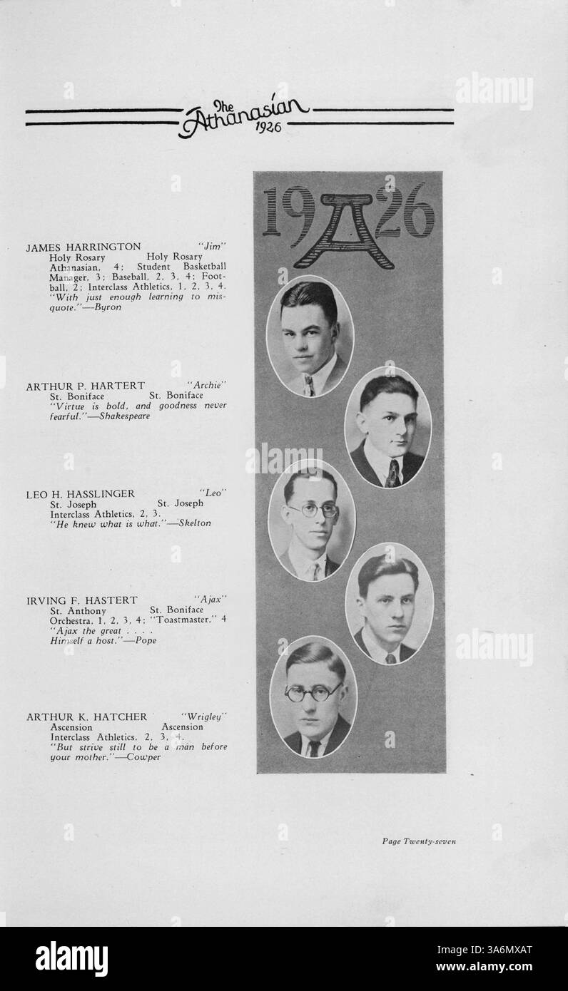 The 1926 De La Salle Yearbook, Athanasian, captures the 1925-1926 ...