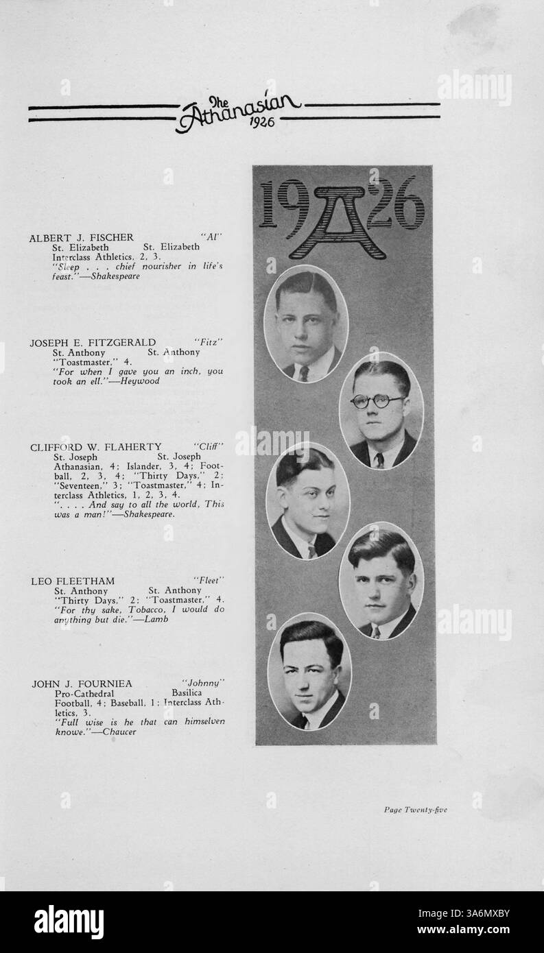 The 1926 edition of the De La Salle Yearbook, titled Athanasian ...