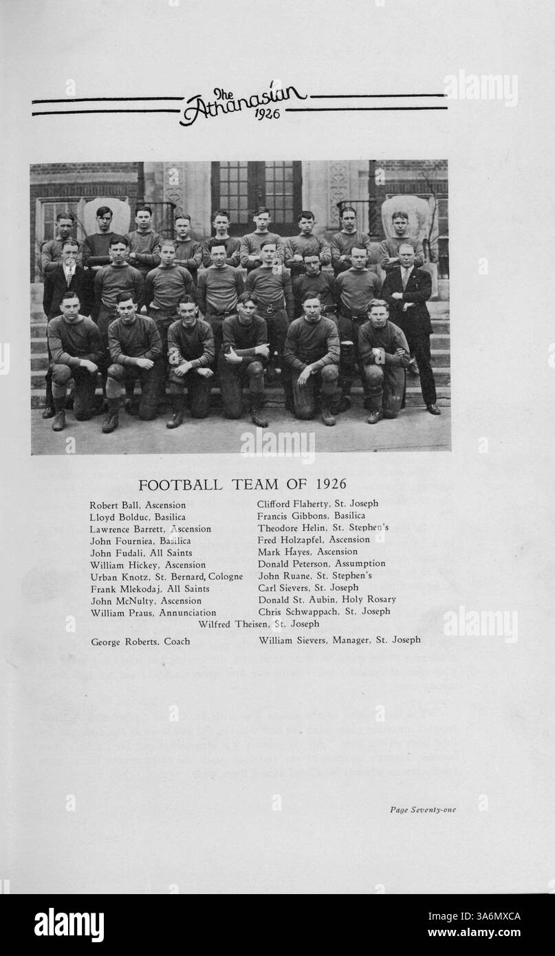 The 1926 Athanasian yearbook from De La Salle High School presents a ...