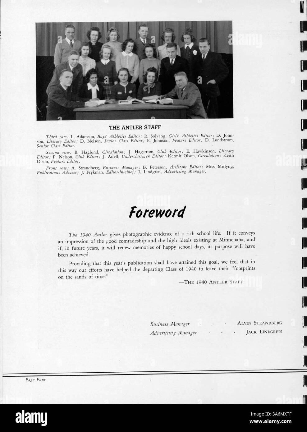 This edition of the 1940 Antler yearbook from Minnehaha Academy showcases students, faculty ...