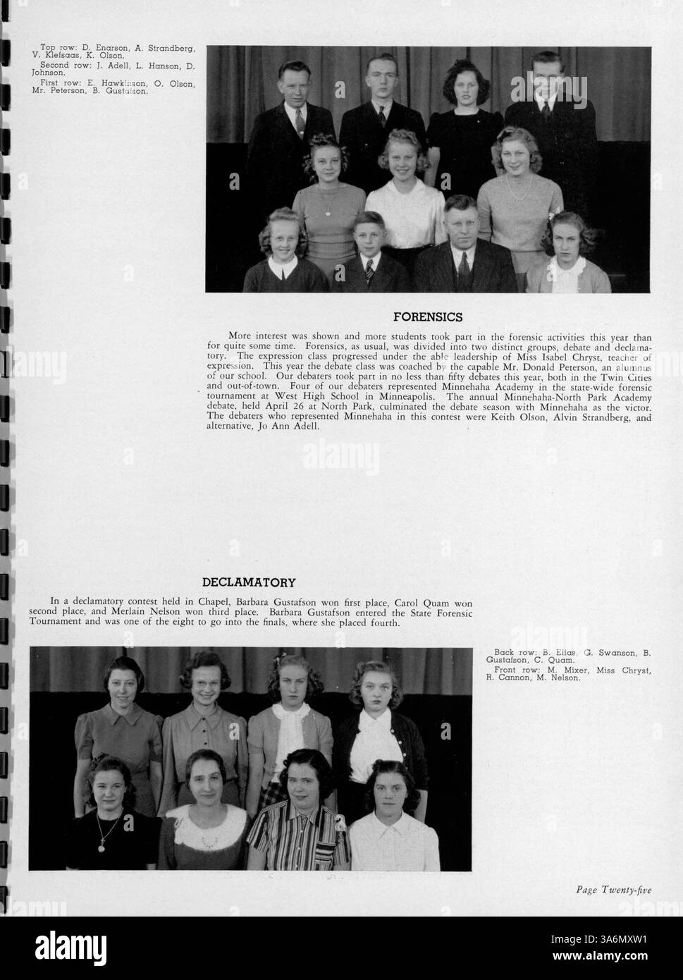 The 1940 antler yearbook of minnehaha academy features portraits hi-res stock photography and ...