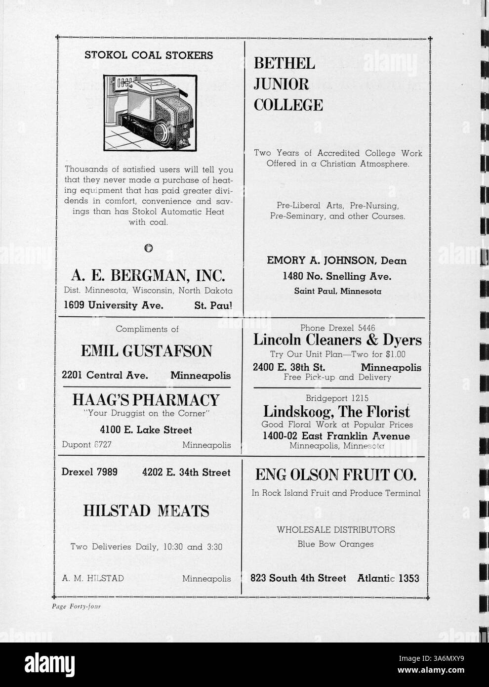 The 1940 edition of minnehaha academys antler yearbook document hi-res stock photography and ...