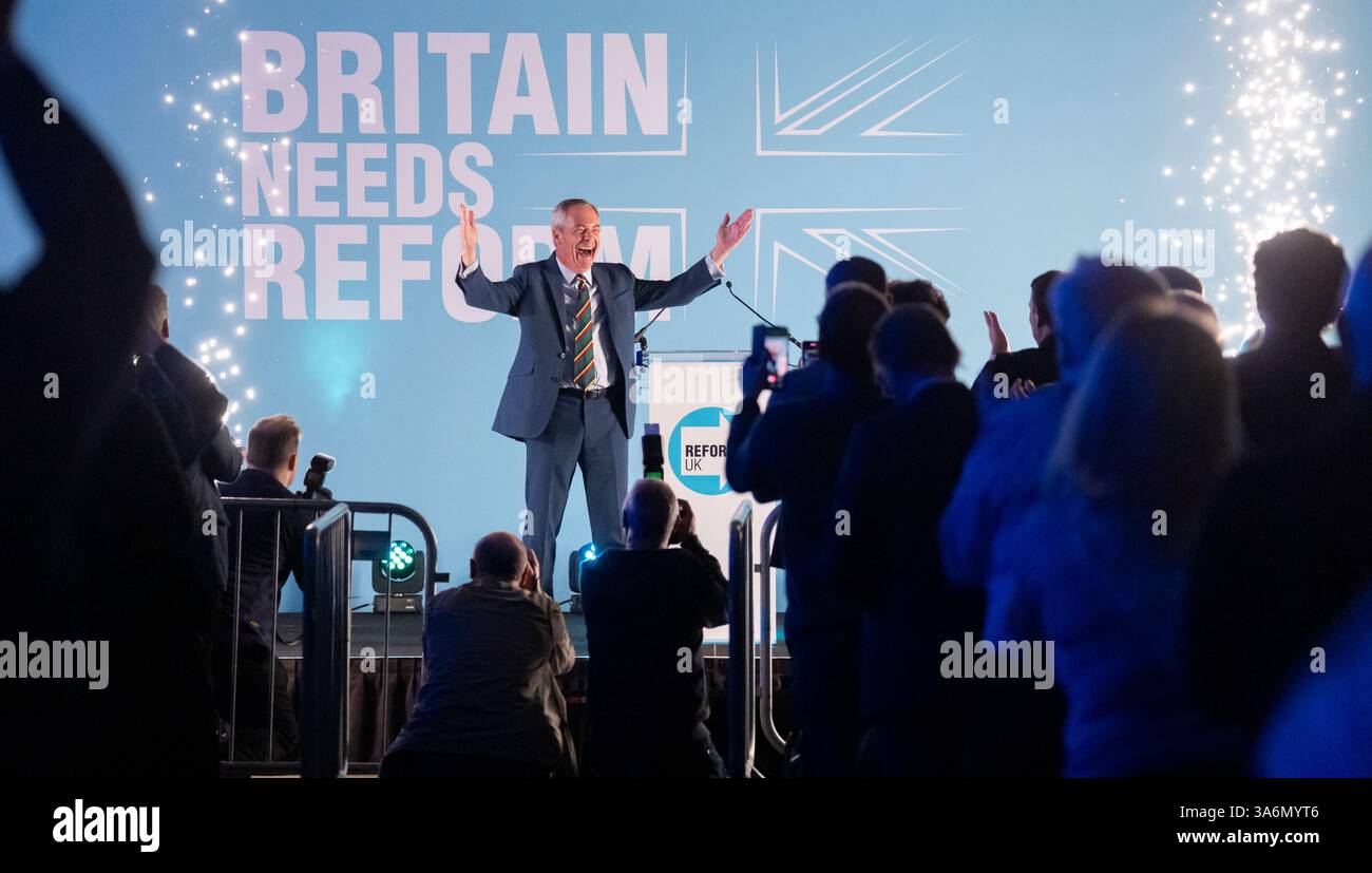 Reform UK leader Nigel Farage during the Reform UK campaign launch with ...