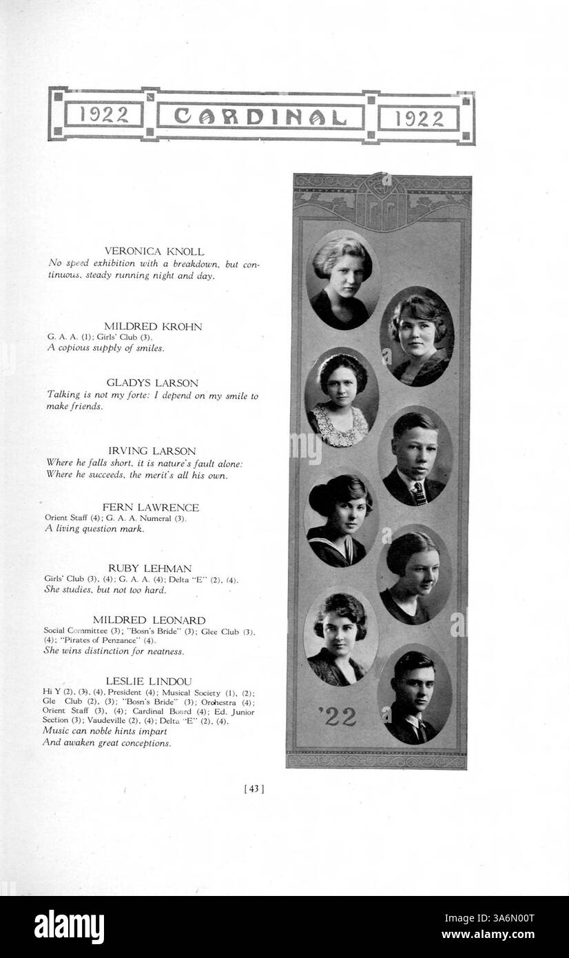 The 1922 'The Cardinal' yearbook provides a snapshot of student ...