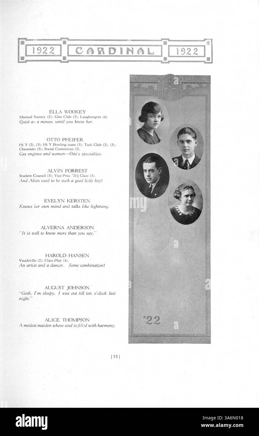 The 1922 'The Cardinal' yearbook from East High School features key ...