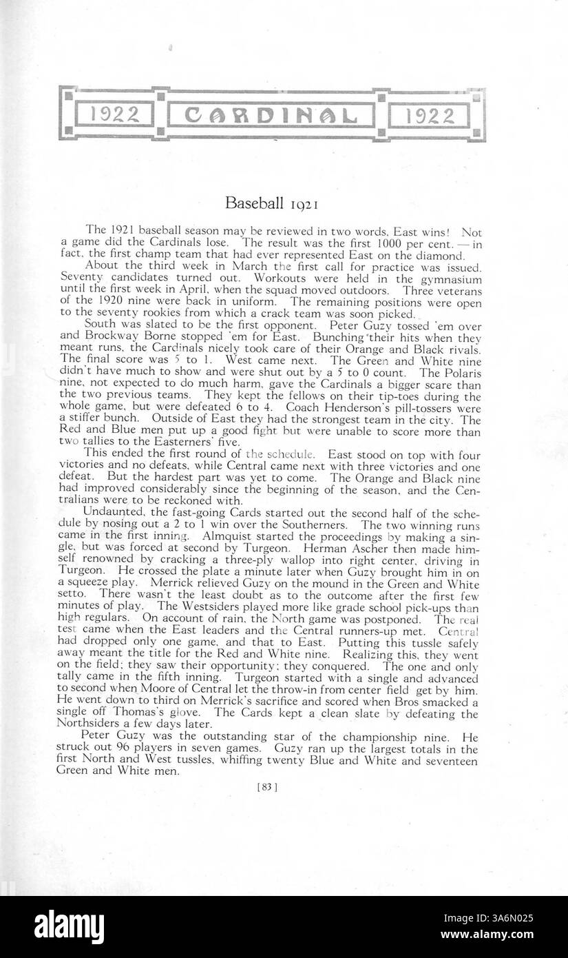 The 1922 'The Cardinal' yearbook from East High School documents the ...