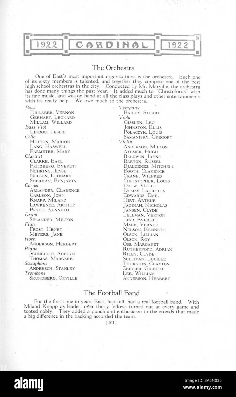 The 1922 'The Cardinal' yearbook from East High School showcases the ...