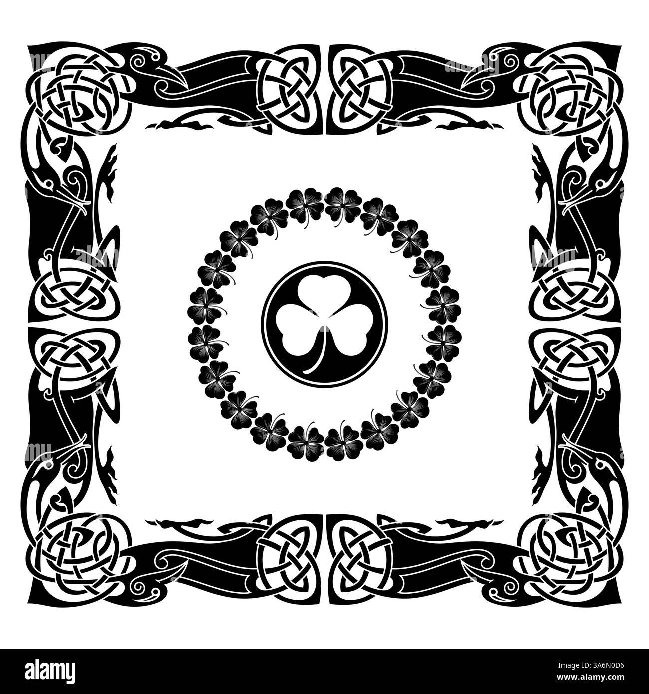 Irish design in vintage, retro style. Frame in the Old Norse Celtic ...