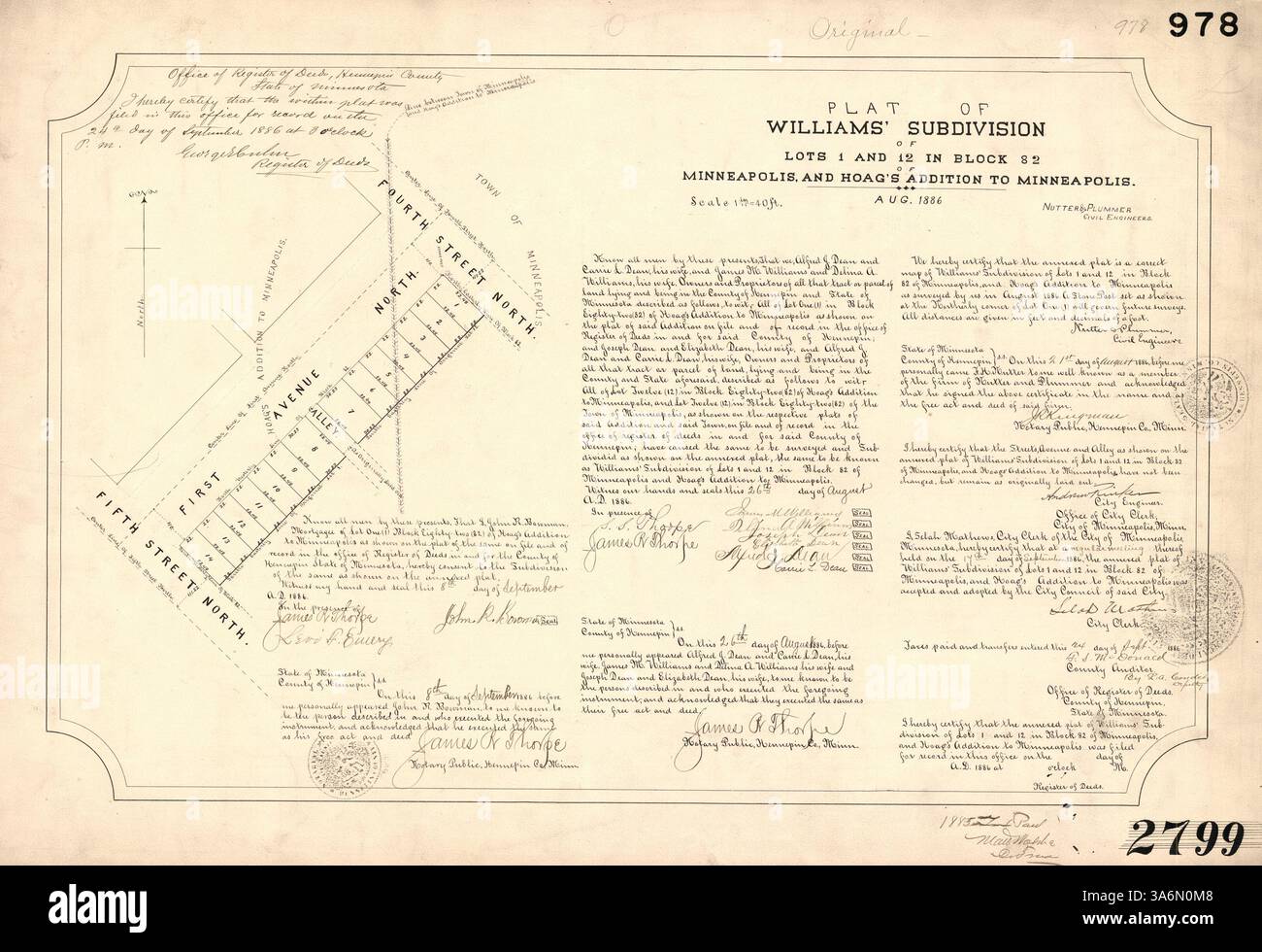 The Plat of Williams' Subdivision is a detailed map of Lots 1 and 12 in ...