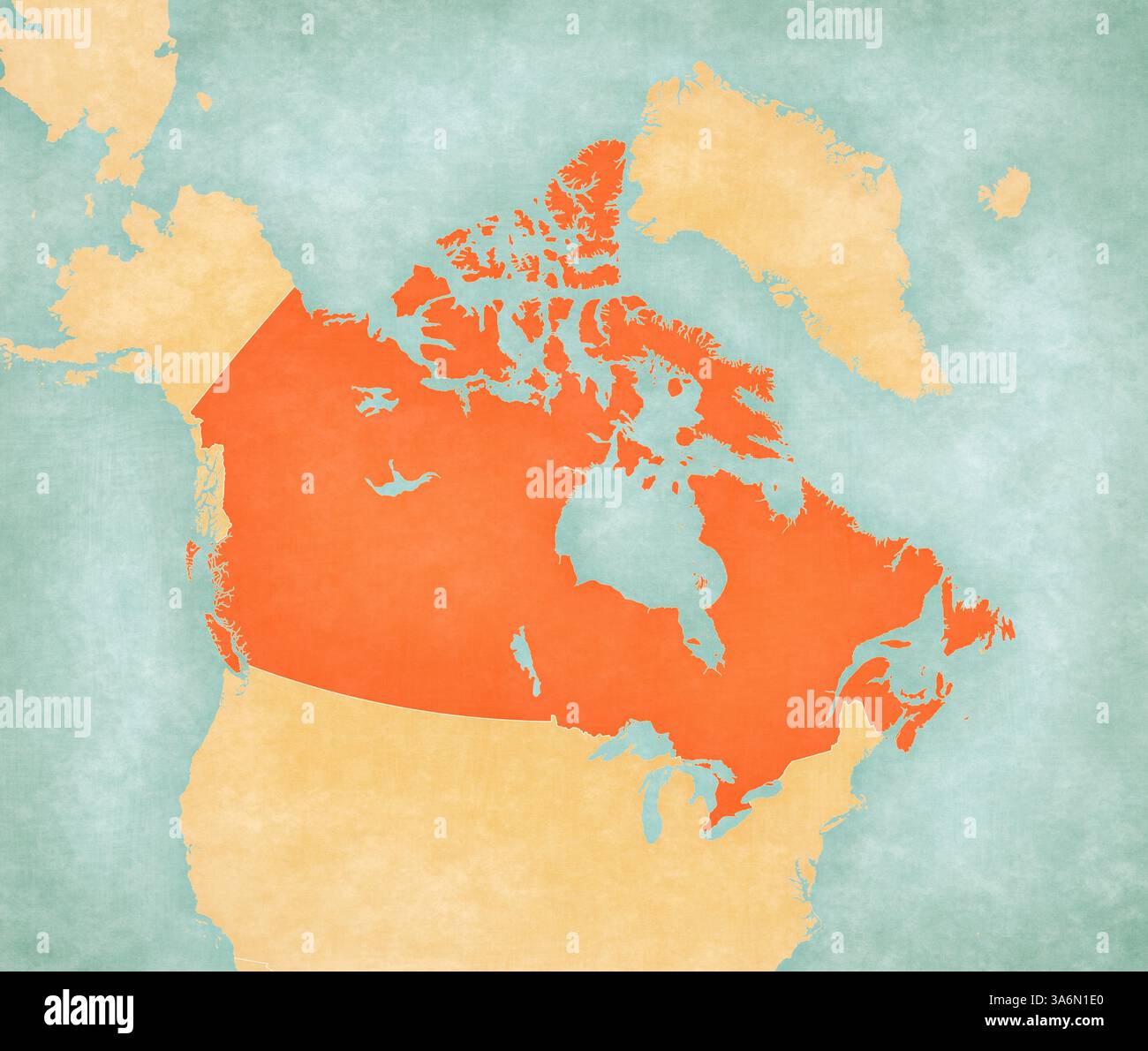 Map of Canada in soft grunge and vintage style, like old paper with ...