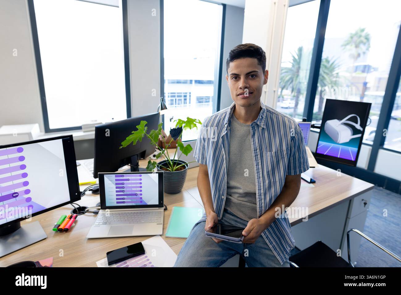 Man surrounded by screens hi-res stock photography and images - Alamy