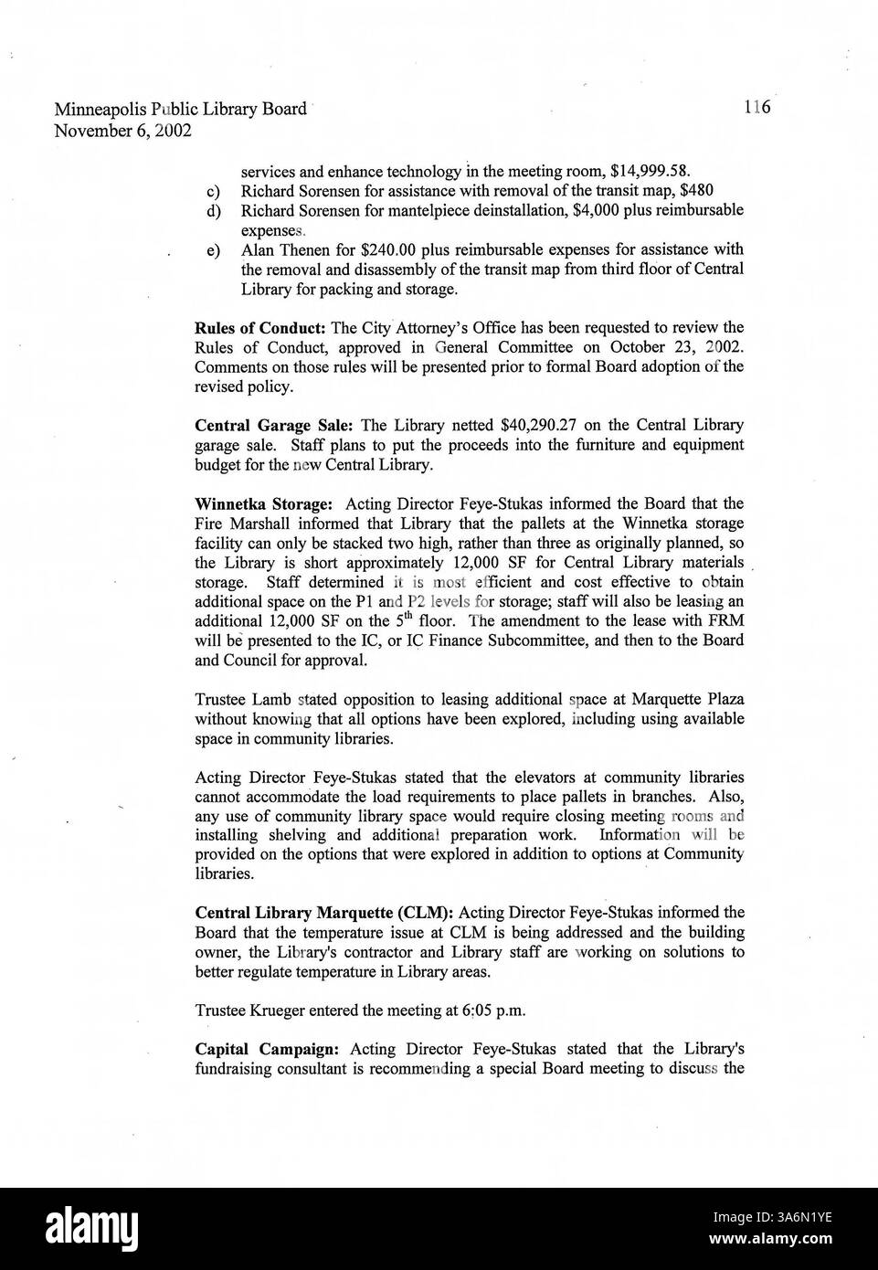 The 2002 minutes document library governance decisions, program funding ...