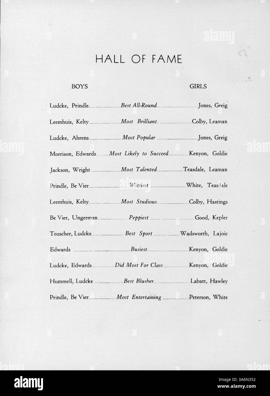 Yearbook from 1936 details the major school events hi-res stock ...