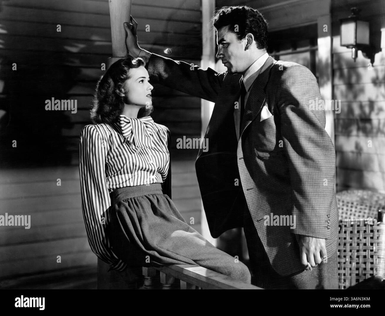 Jane Nigh, Cameron Michell, on-set of the film, "Leather Gloves", Columbia Pictures, 1948 Stock ...