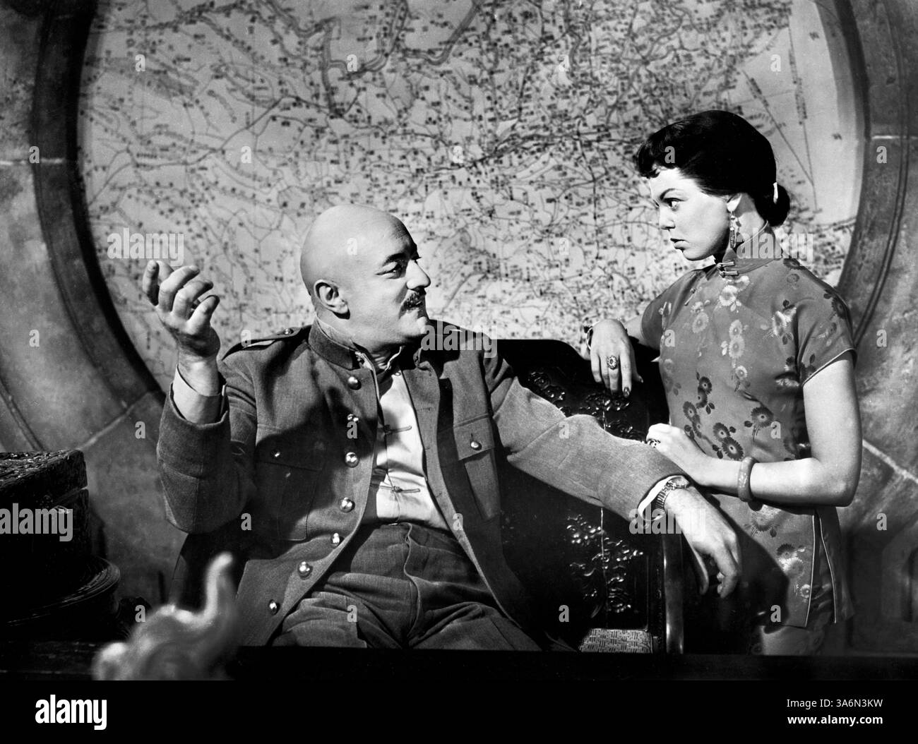 Lee J. Cobb, Jean Porter, on-set of the film, "The Left Hand Of God ...