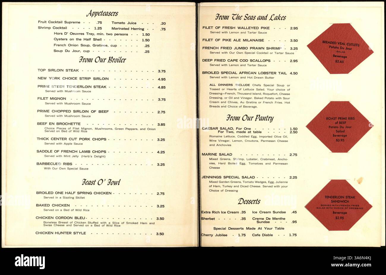 The Jennings Red Coach Inn menu offers a selection of appetizers, steak ...