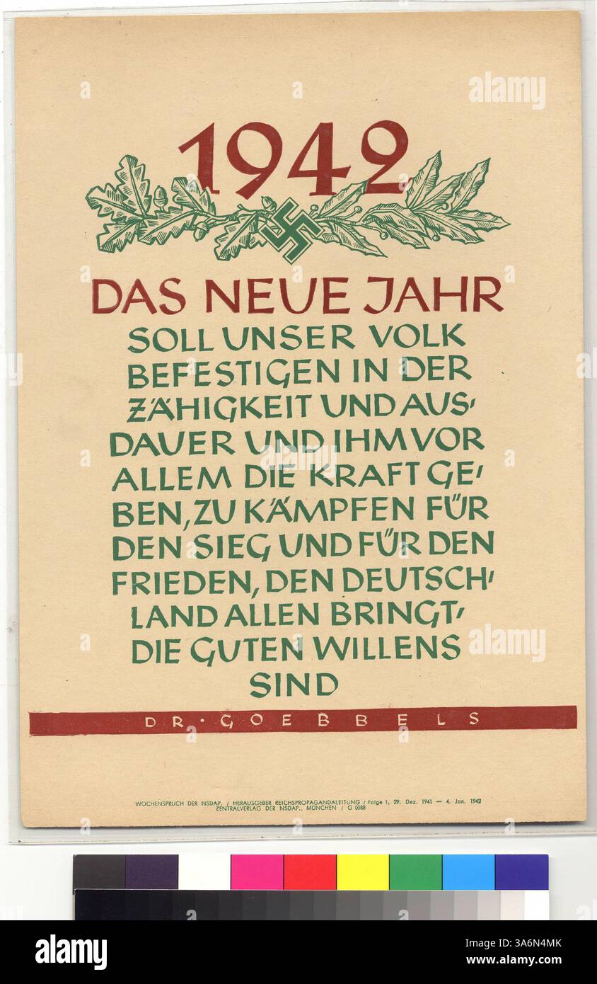 This German poster from 1942, with a quote by Joseph Goebbels ...