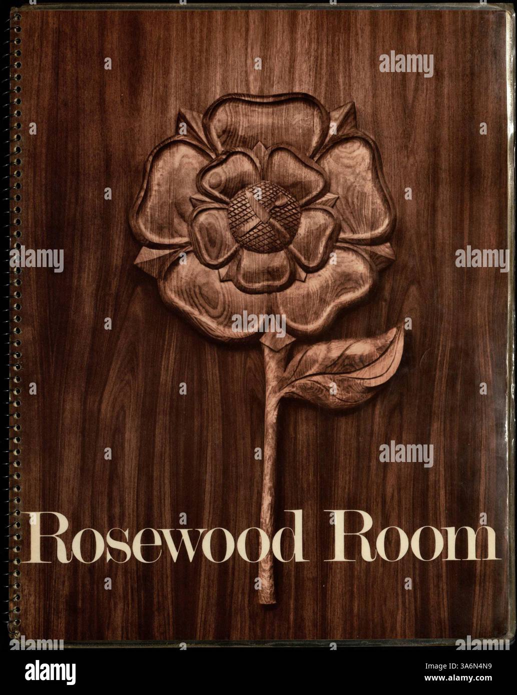 The Rosewood Room’s menu is spiral-bound and features a laminated cover ...