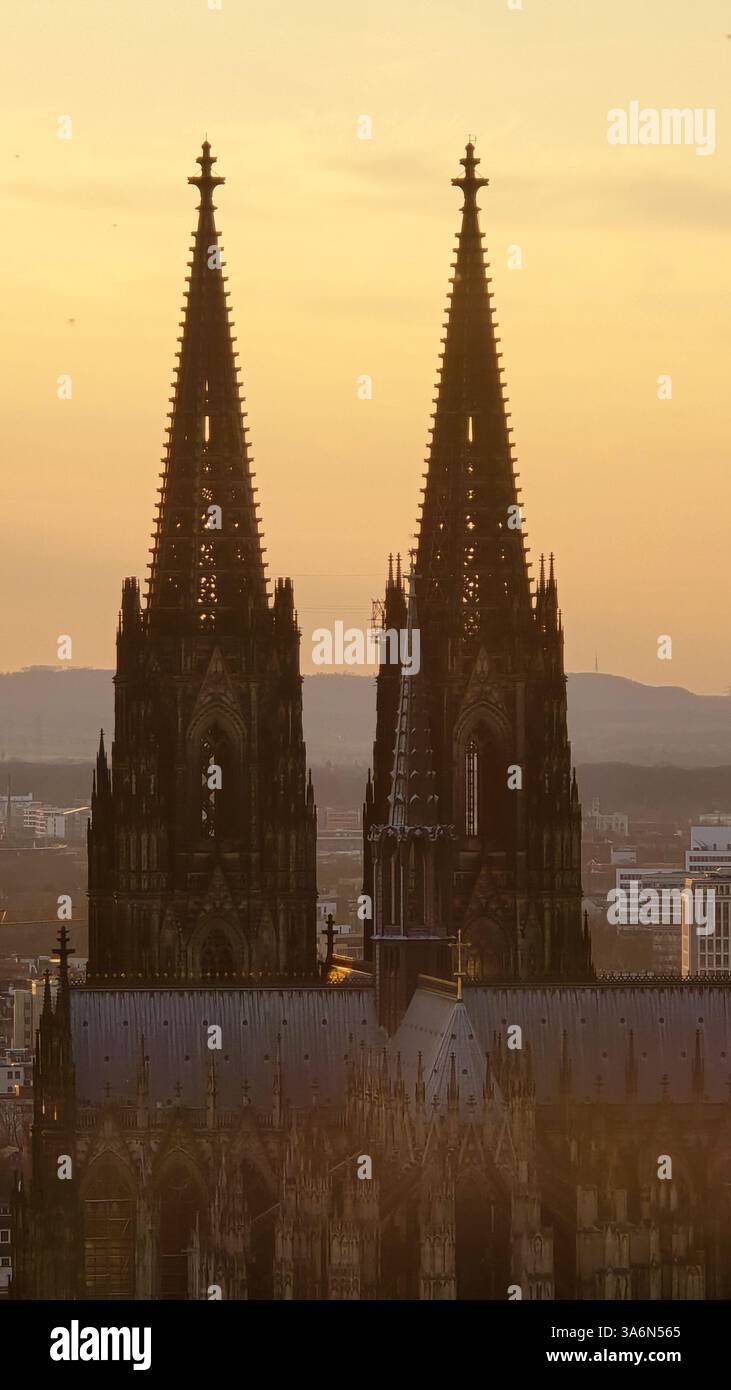 Cologne skyline at Sunset during spring time Stock Photo - Alamy